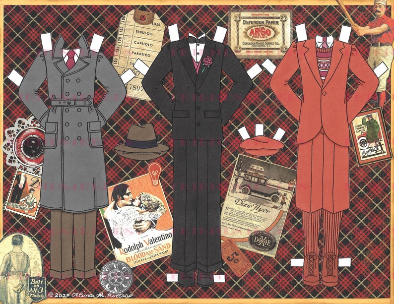 Printable 3-page DAPPER DAN Art Deco 1920s-30s Digital Paper Doll by ...
