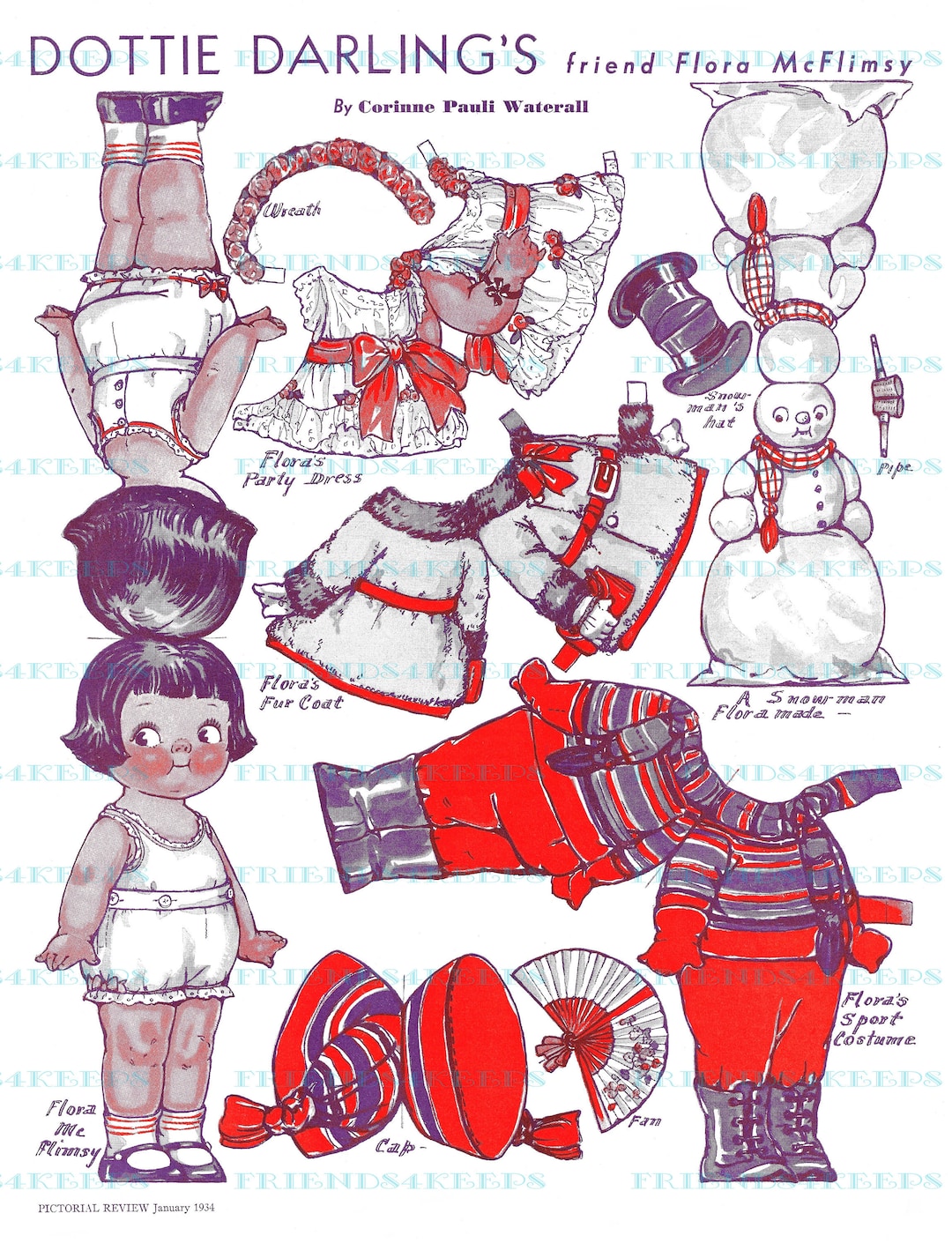 DOTTIE DARLING'S Friend Flora Double-sided "winter Fun" Printable Paper ...