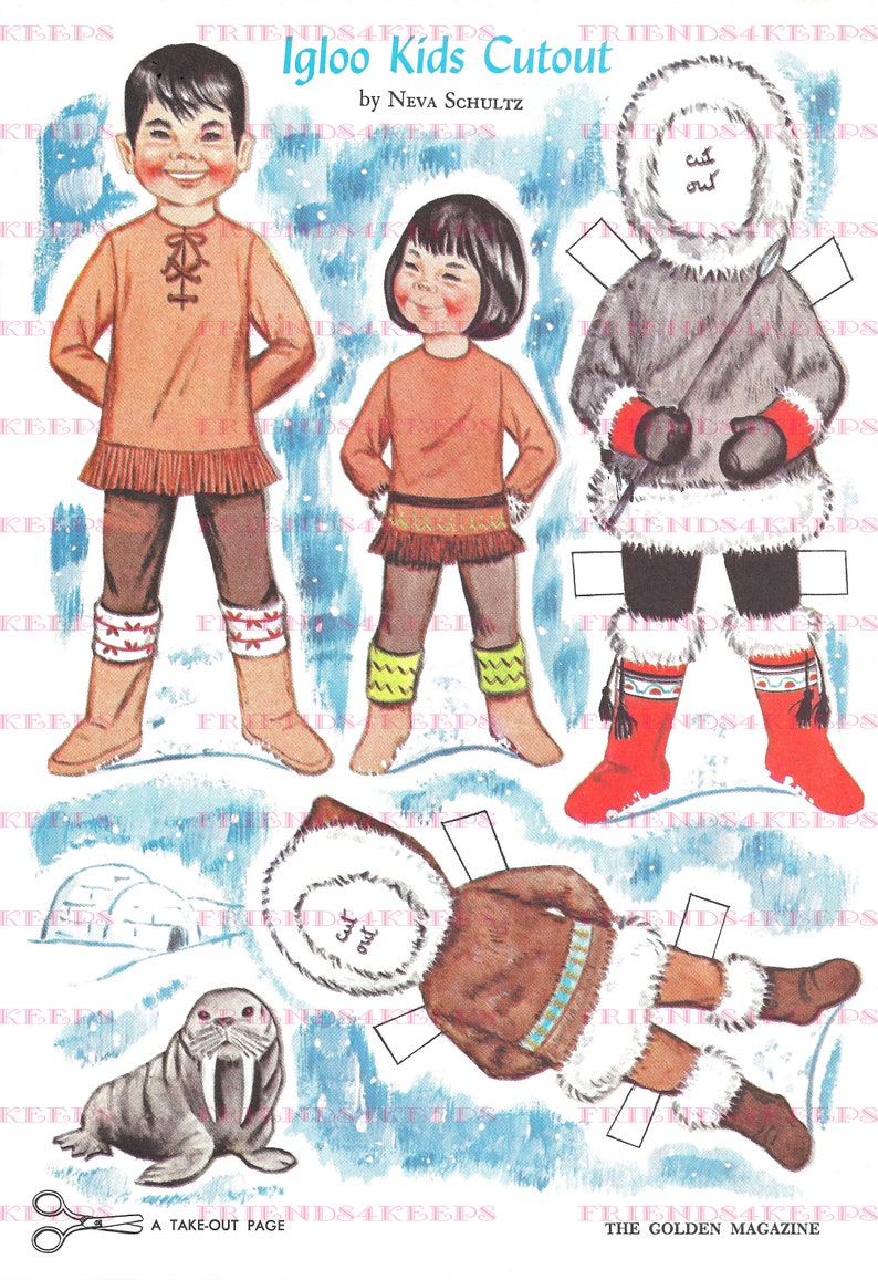 INSTANT DOWNLOAD Lot of 5 Vintage Printable Sets of ESKIMO - Etsy