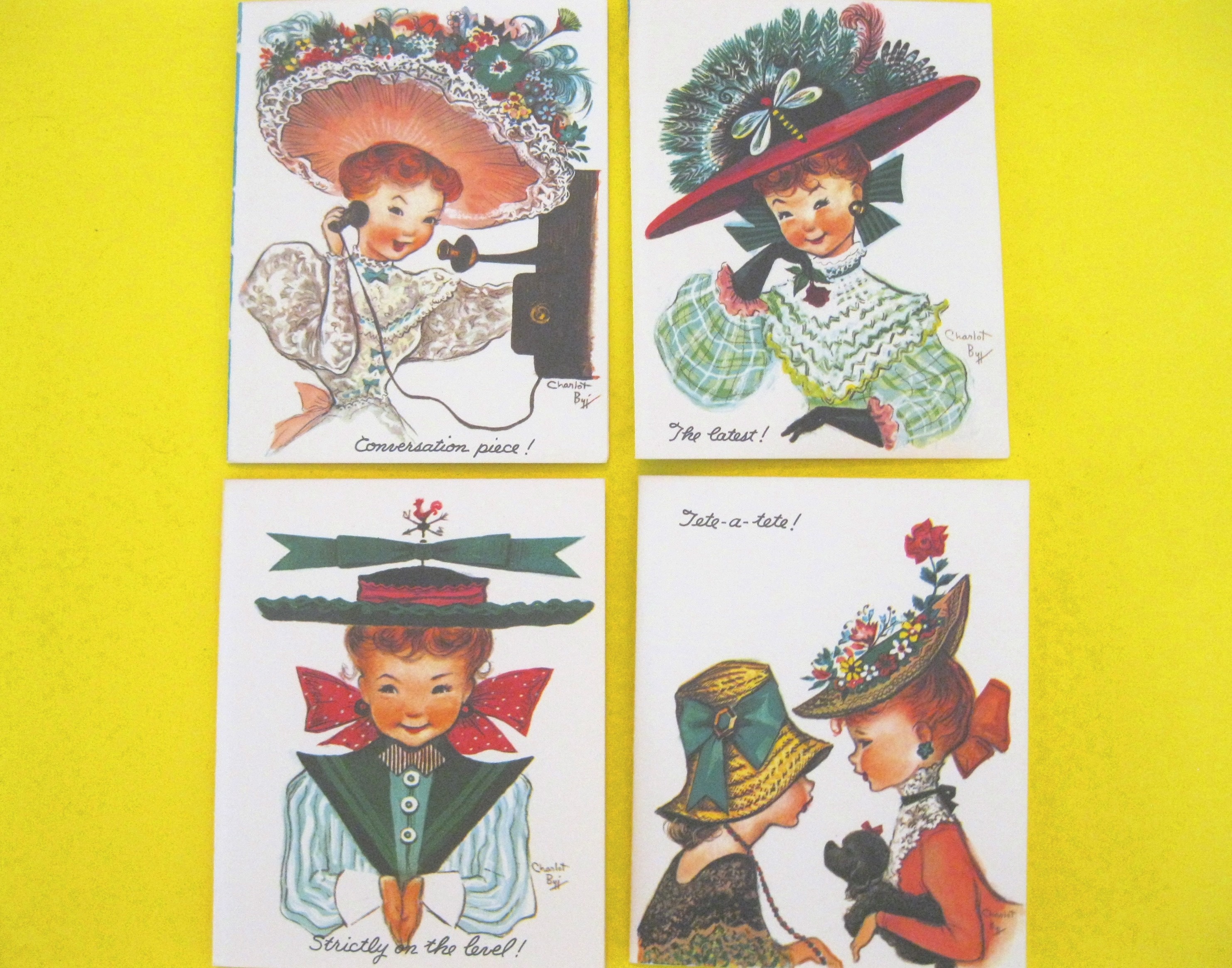 INSTANT DOWNLOAD 4 Vintage Old-Fashioned LADY Greeting / Note | Etsy