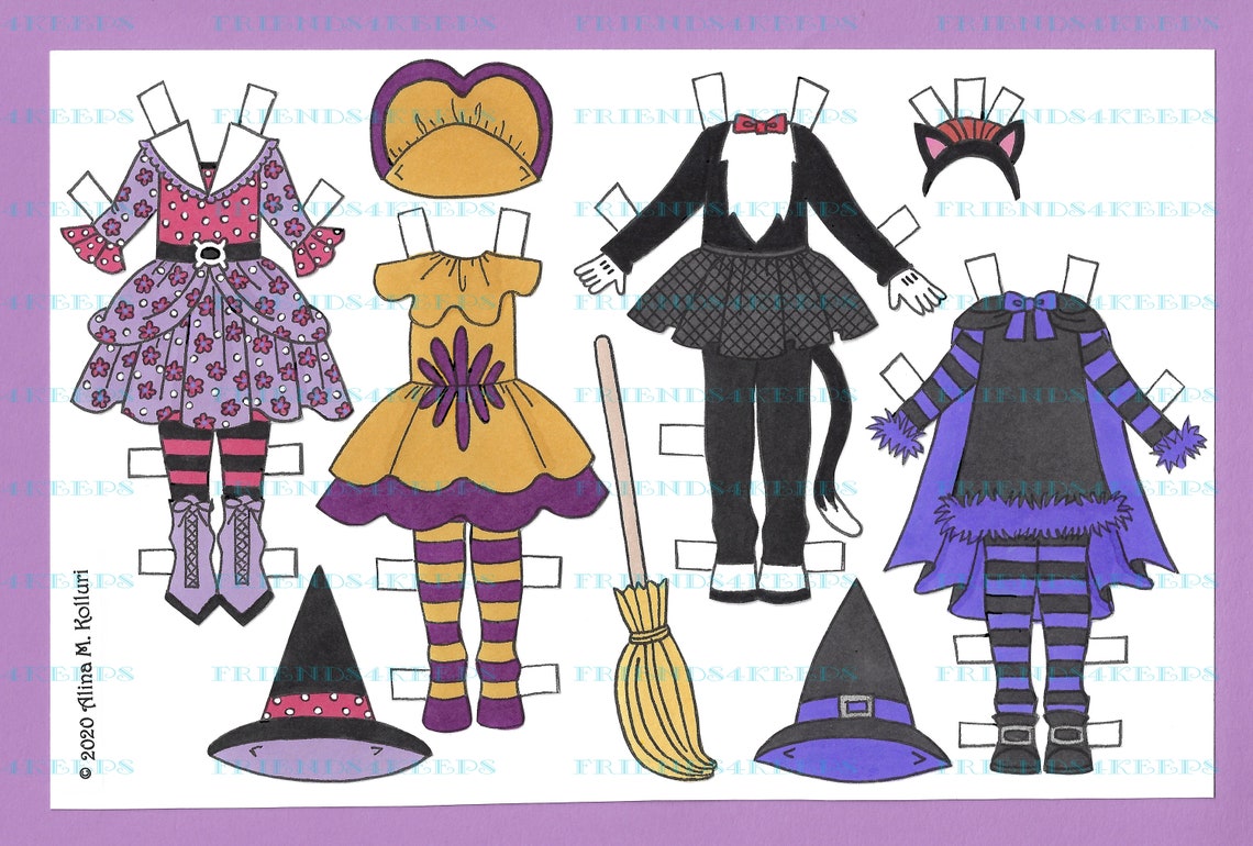 Printable HALLOWEEN Paper Doll "amy" W/7 Costumes--instant Digital ...
