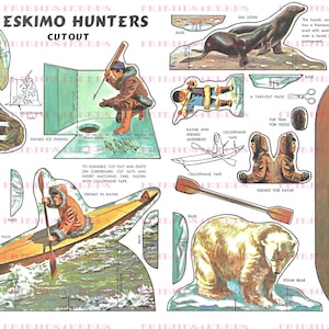 INSTANT DOWNLOAD Lot of 5 Vintage Printable Sets of ESKIMO Life, Paper ...