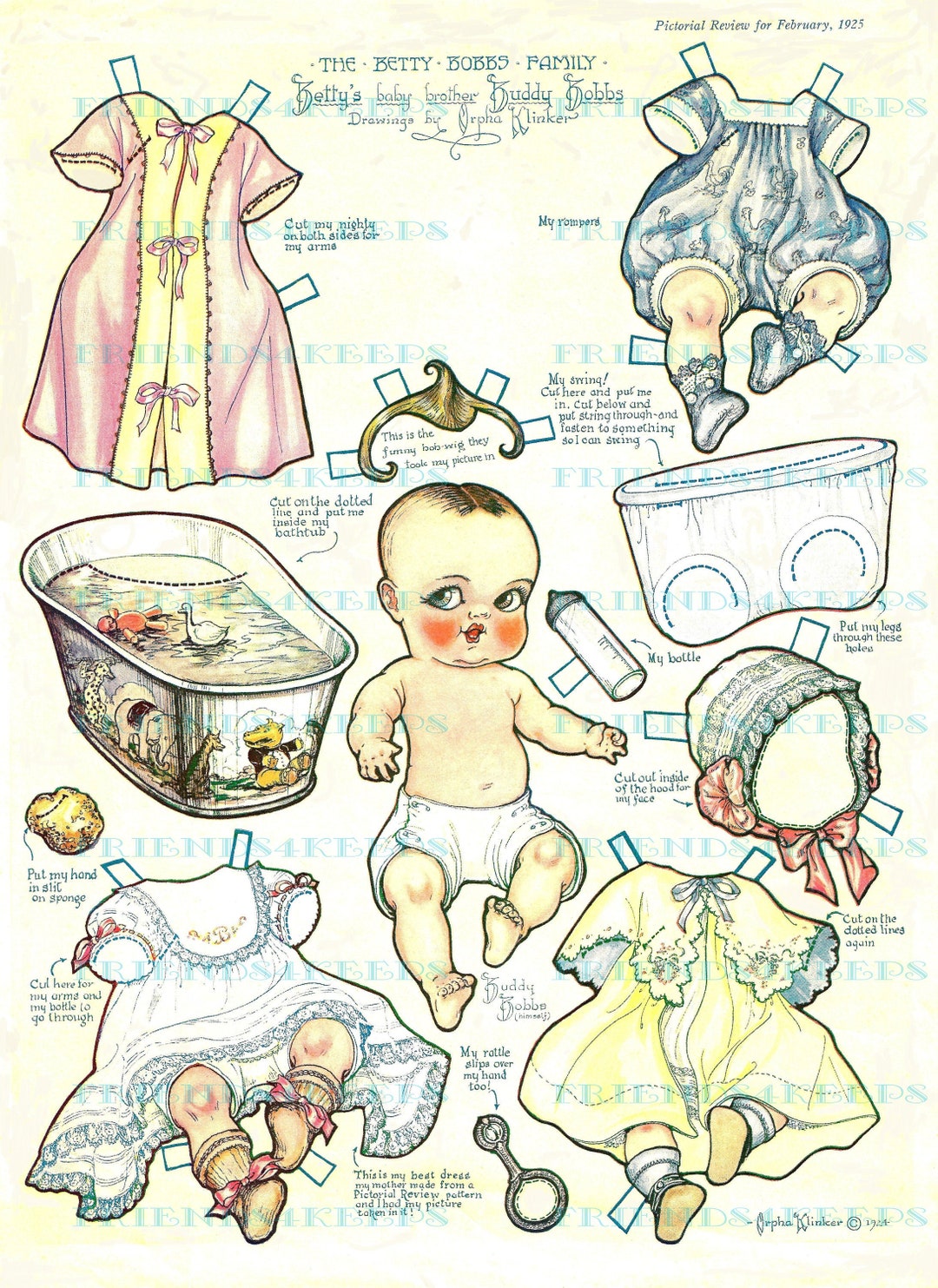 INSTANT DOWNLOAD Betty Bobb's Baby Brother Buddy Printable Art Deco Era ...