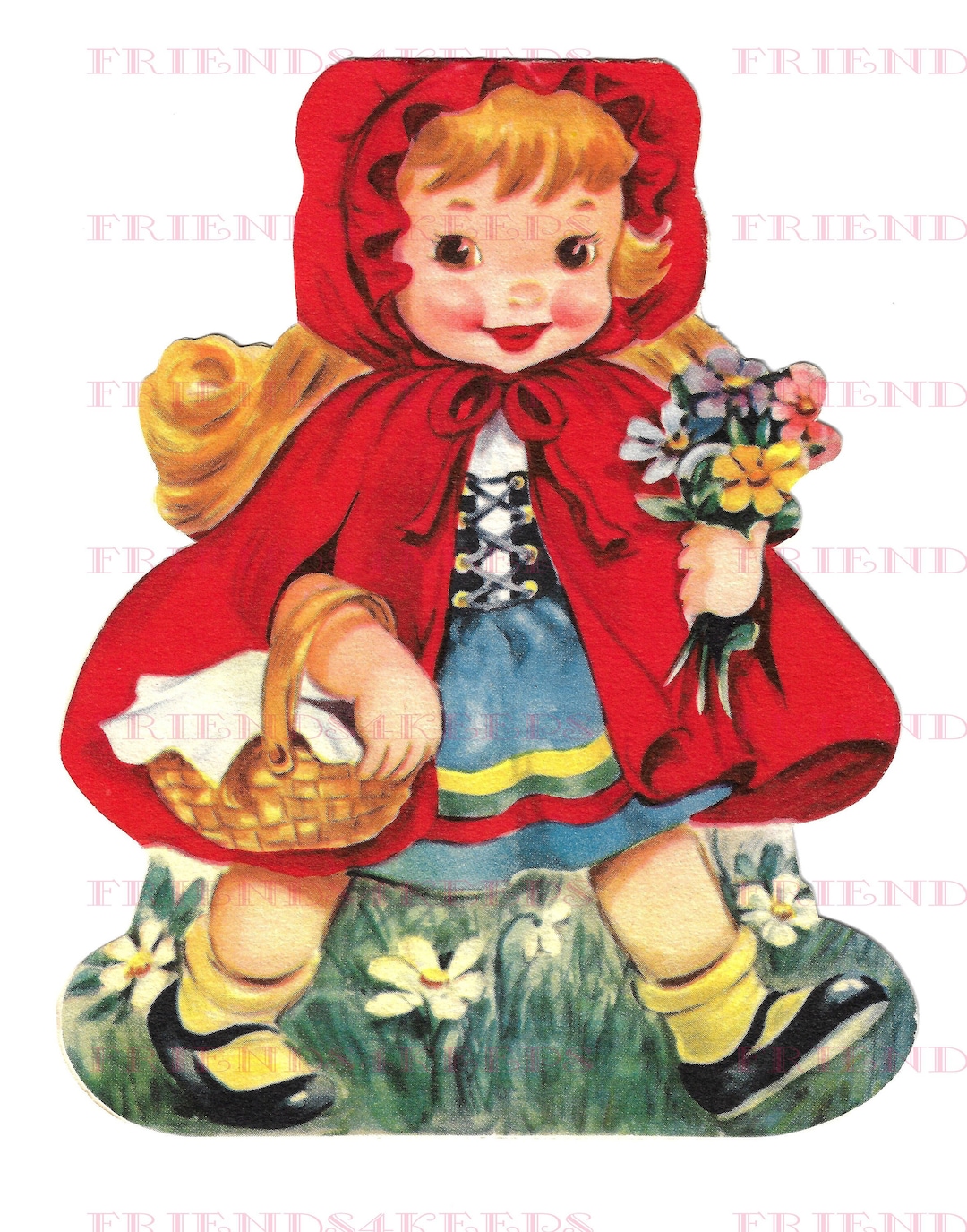 Vintage Little RED RIDING HOOD W/grandmother on Back Side Printable ...