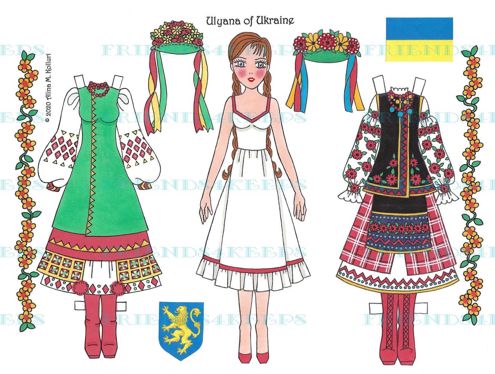 Printable UKRAINIAN FOLK COSTUMES Paper Doll Instant Digital Download 1 ...