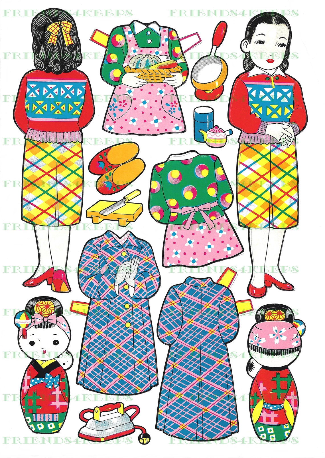 INSTANT DOWNLOAD Japanese Printable Paper Doll Cut-out Book - Etsy