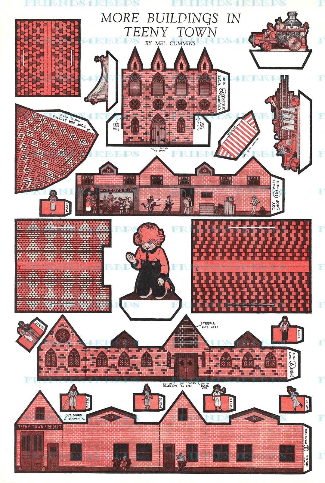 More TEENY TOWN Vintage Printable Paper Doll Village Digital Download 2 ...