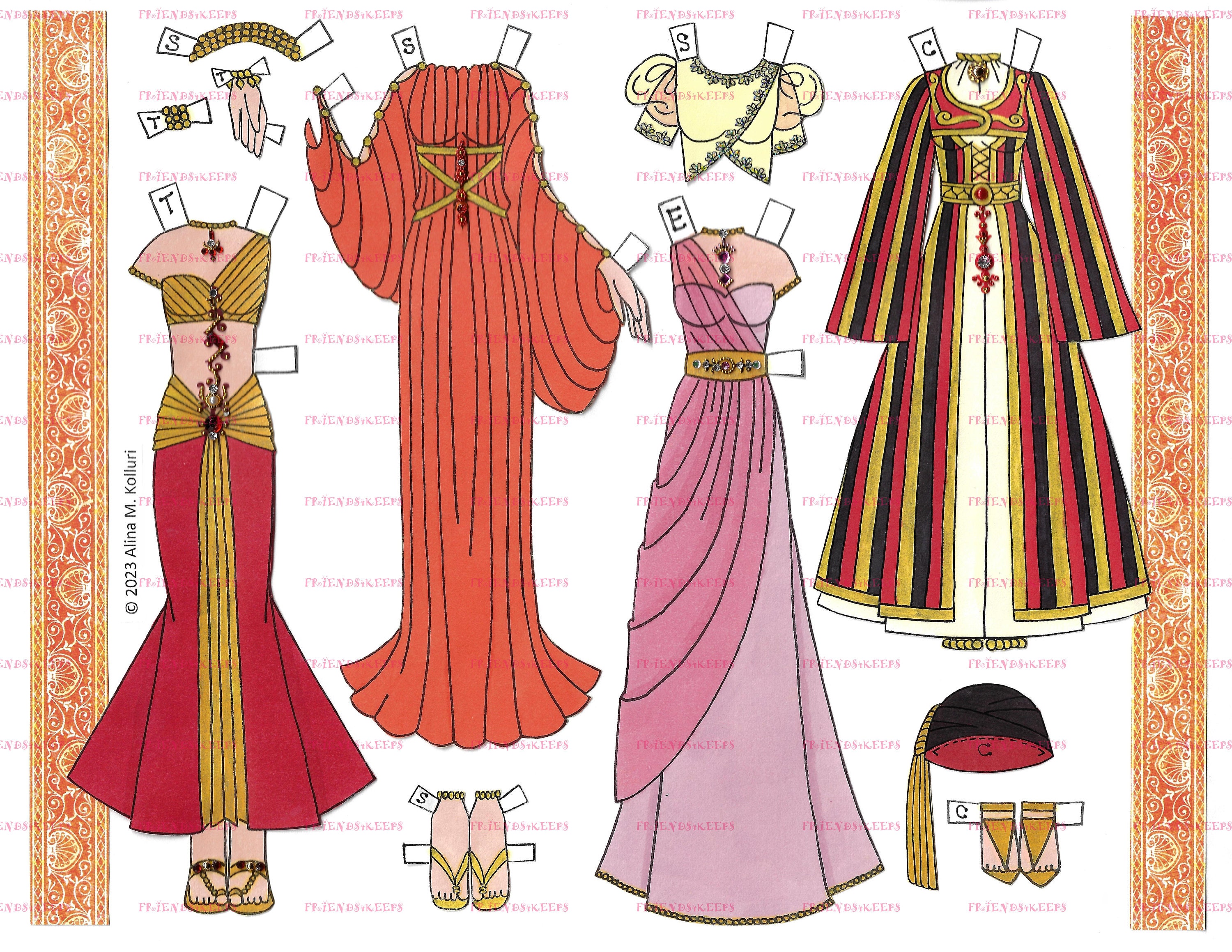 Printable ANCIENT WORLD #2 Paper Dolls Atlantis, Crete, Greece--instant ...