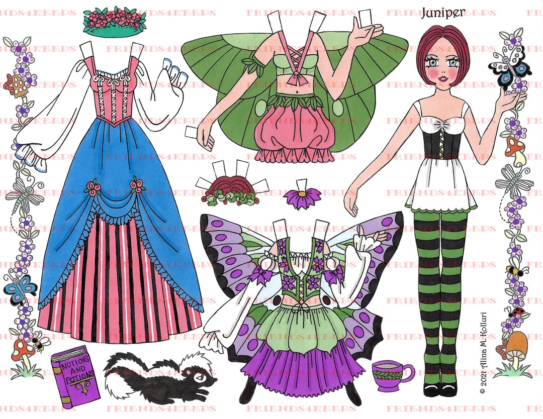 Printable 5-page JUNIPER FAIRY Paper Doll With Fantasy Costumes ...