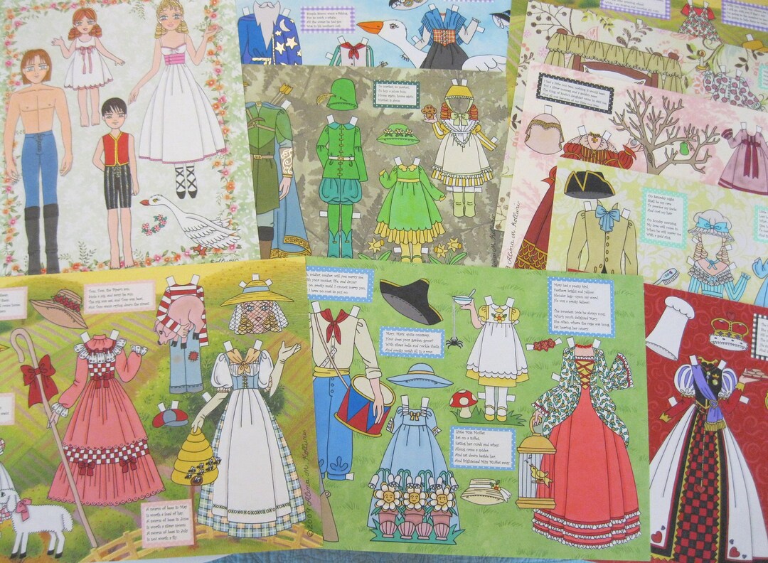 Printable MOTHER GOOSE Digital Download PDF Nursery Rhyme Paper Dolls ...
