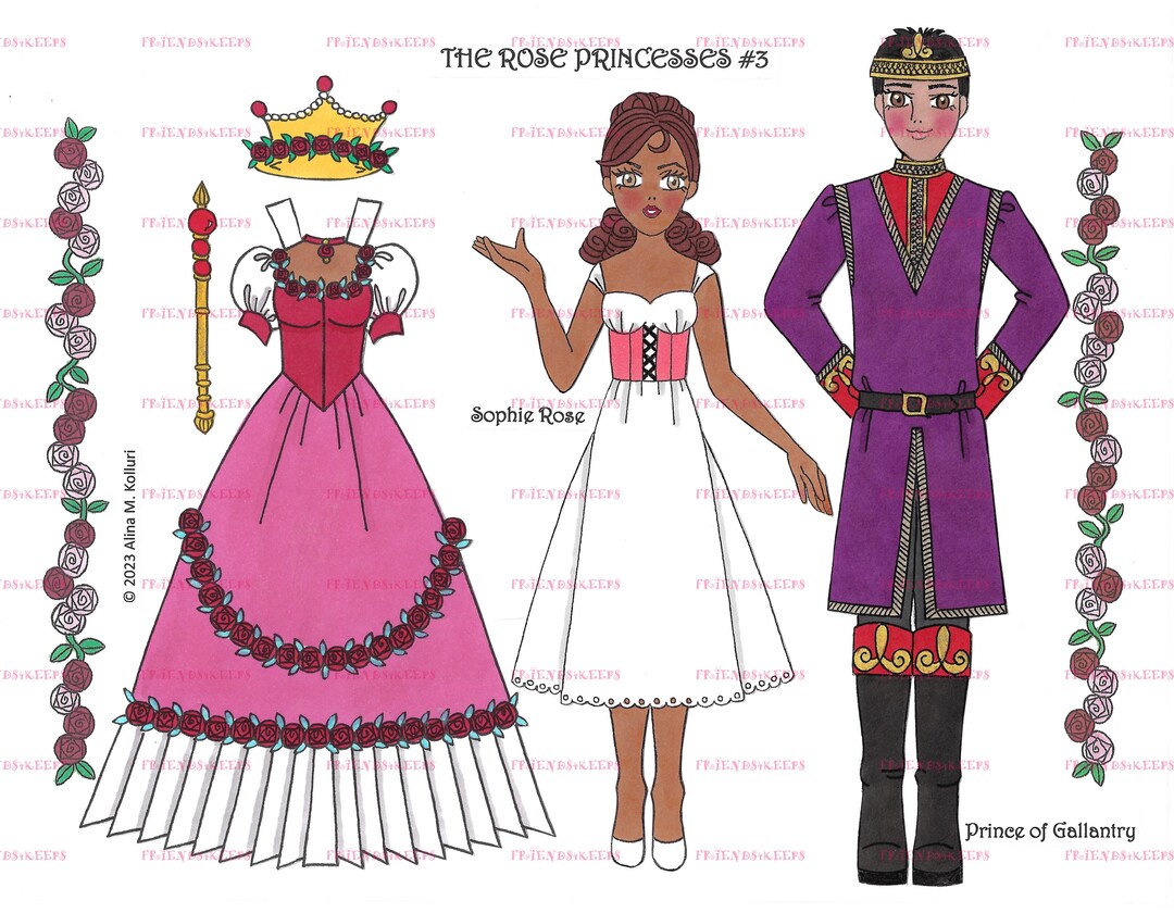 5-page Printable ROSE PRINCESS #3 Instant Download Digital Fairy Tale ...