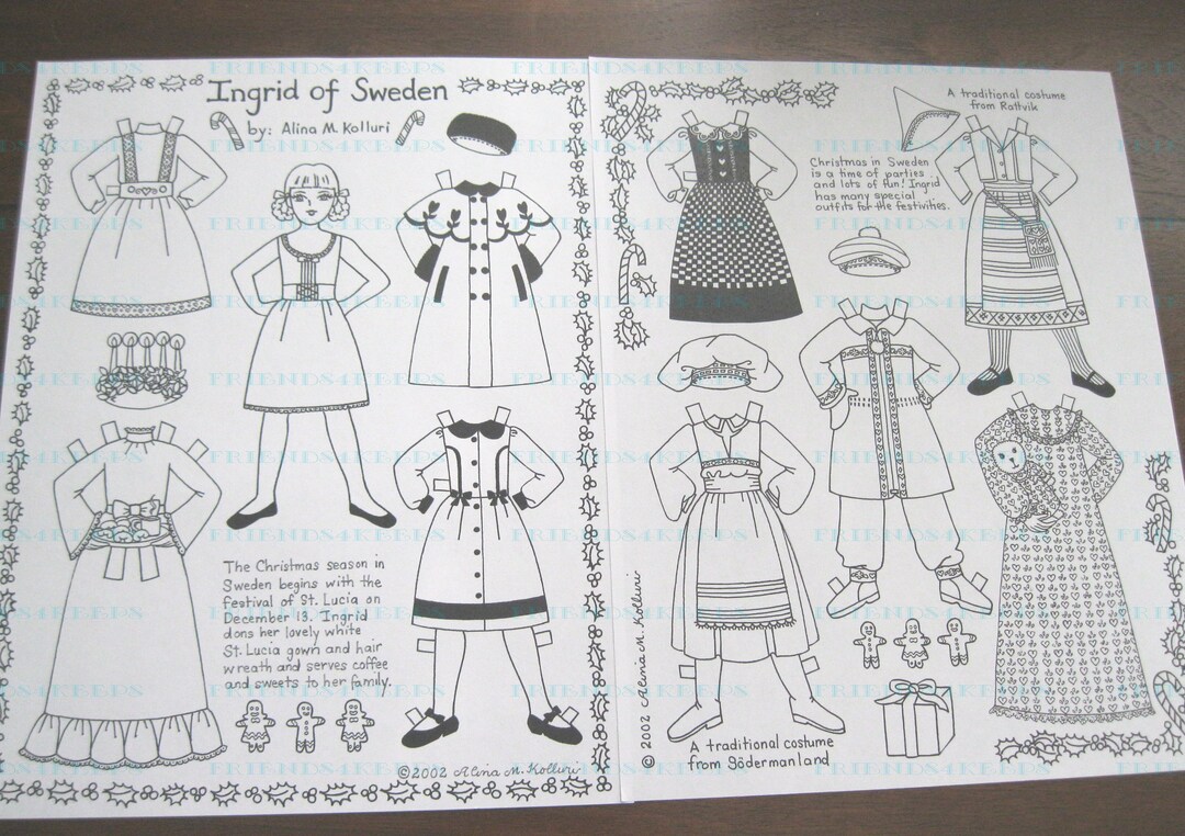 CHRISTMAS in SWEDEN St. LUCIA Printable Paper Doll Coloring Pages ...