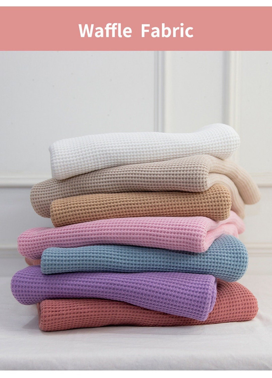 Waffle Fabric Cotton Blend, Solid Colors, Solids Waffle Stretch Fabric ...