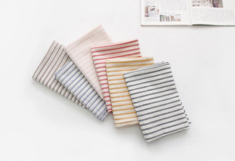 Stripes Cotton Gauze Fabric Blue Red Yellow Brown Black | Etsy