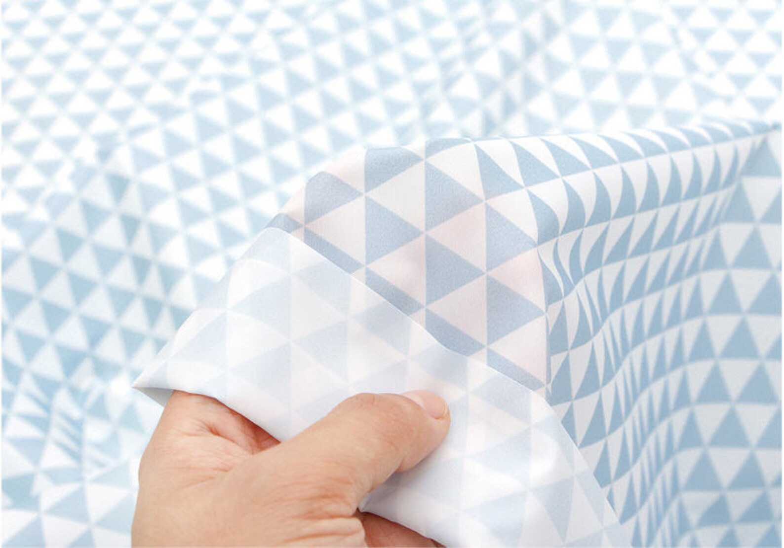 Waterproof Fabric, Light Blue Triangles, Geometric - 59 Inches Wide ...