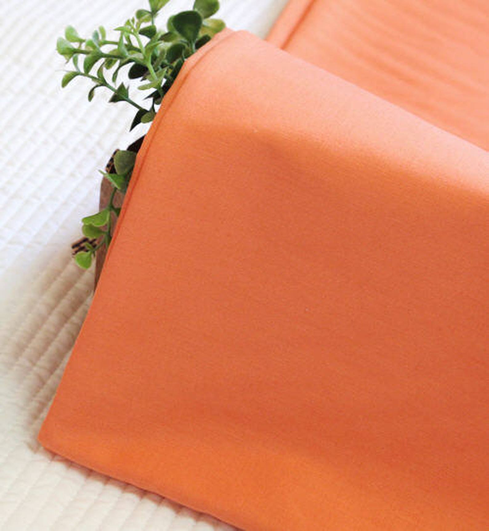 Orange Cotton Fabric Flowers Polka Dots Plaid or Solid by | Etsy