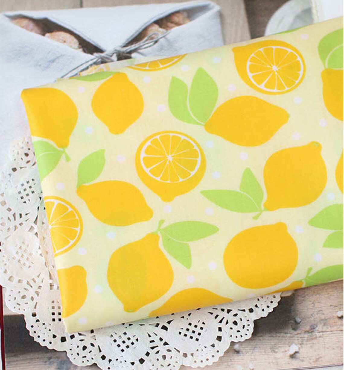 Waterproof Fabric Lemons on Yellow by the Yard 39425 - Etsy