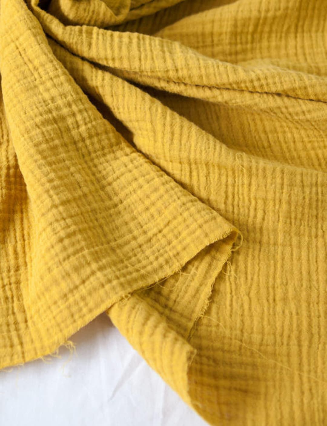 Mustard Wrinkled Cotton Gauze, Double Gauze, Mustard Color Gauze ...