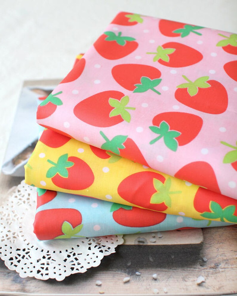 Waterproof Fabric Strawberry Blue by the Yard 39429 - Etsy