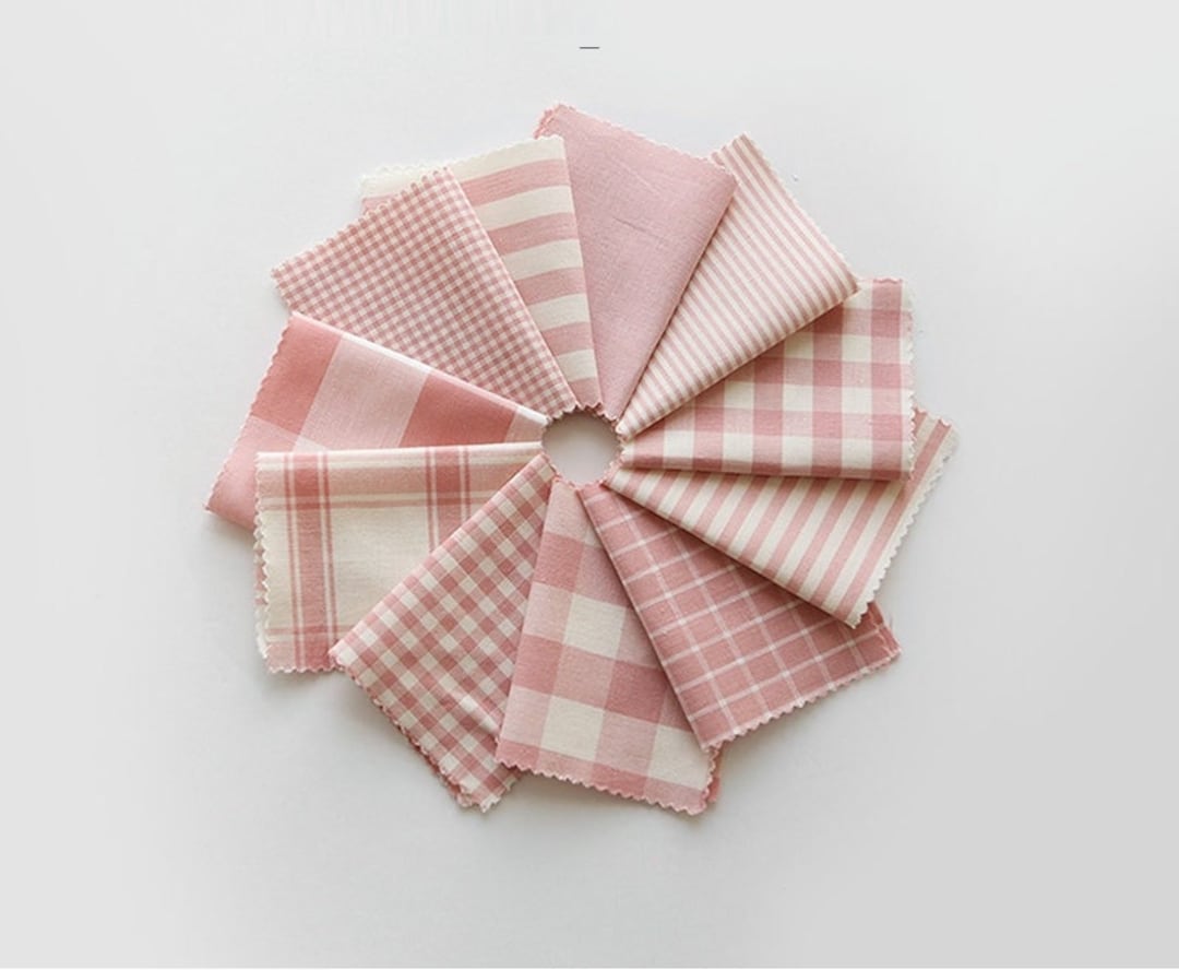Pink Cotton Fabric, Pink Checker, Pink Stripe, Solid Pink Cotton Fabric ...