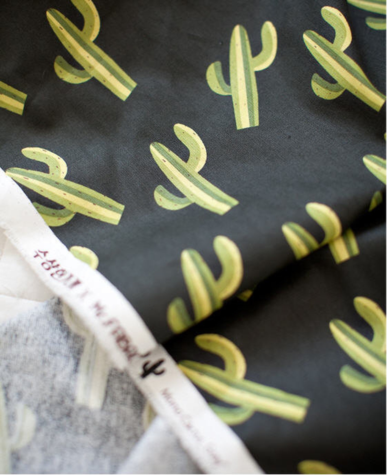 Cactus Cotton Fabric - Green Cactus on Charcoal - by the Yard 83047 - Etsy