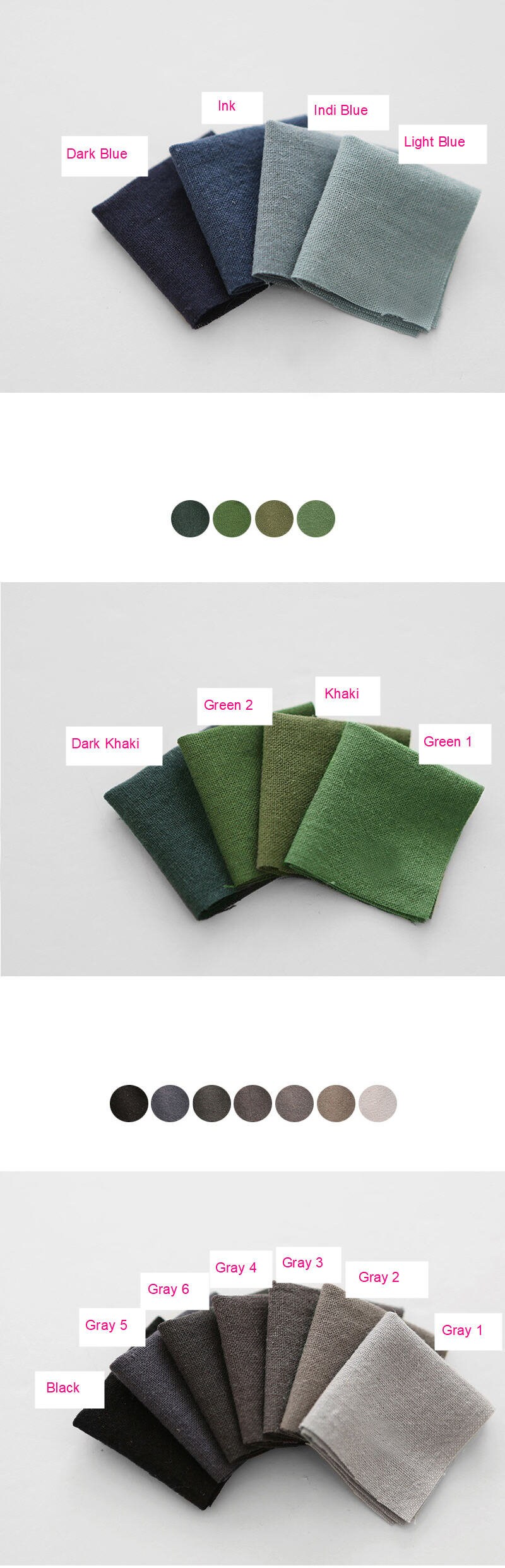 Bio-washing Cotton Linen Fabric, Solid Colors, 55 Inches Wide, Korean ...