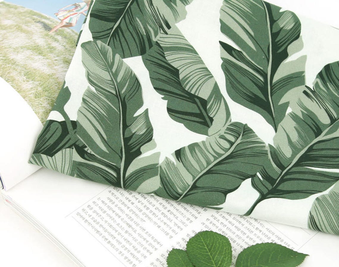 Dark Green Leaves Cotton Fabric by the Yard 101162 - Etsy