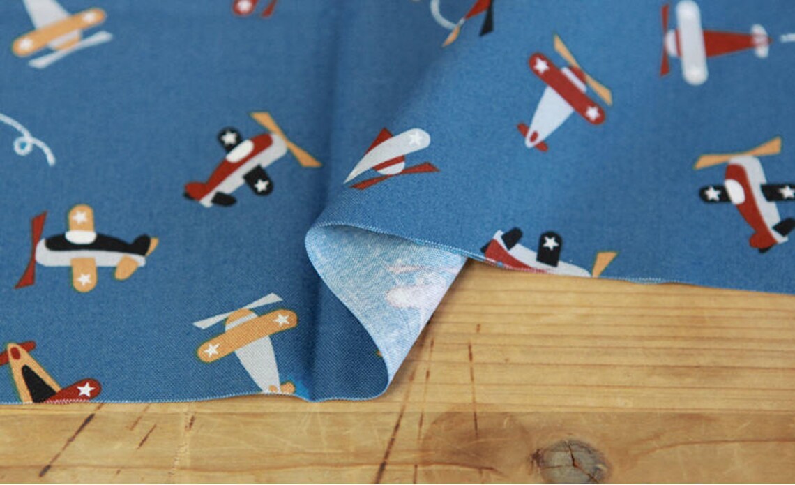Airplane Cotton Fabric Brown Gray or Navy by the Yard - Etsy