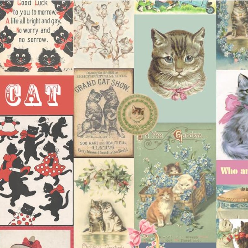 Cat Motif Linen Fabric - Etsy UK