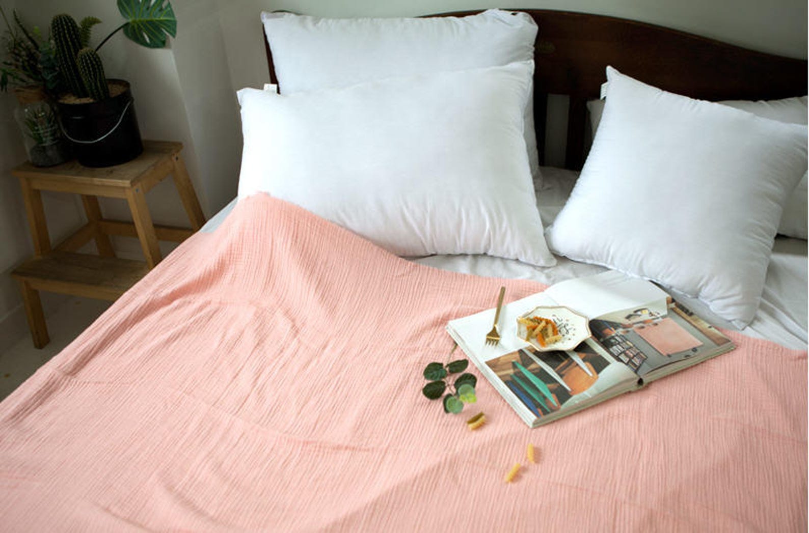 Pink Wrinkled Cotton Gauze Double Gauze Pink Gauze Crinkle - Etsy