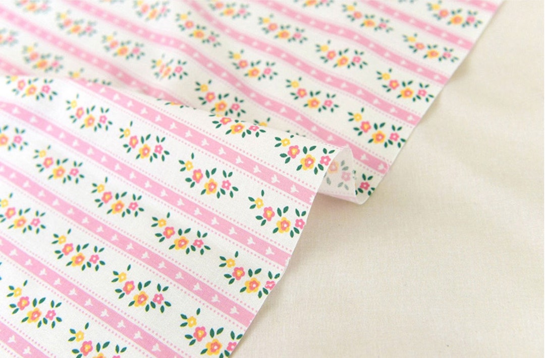 Roti Flower Cotton Fabric in Pink, Quality Korean Fabric - Fabric by ...
