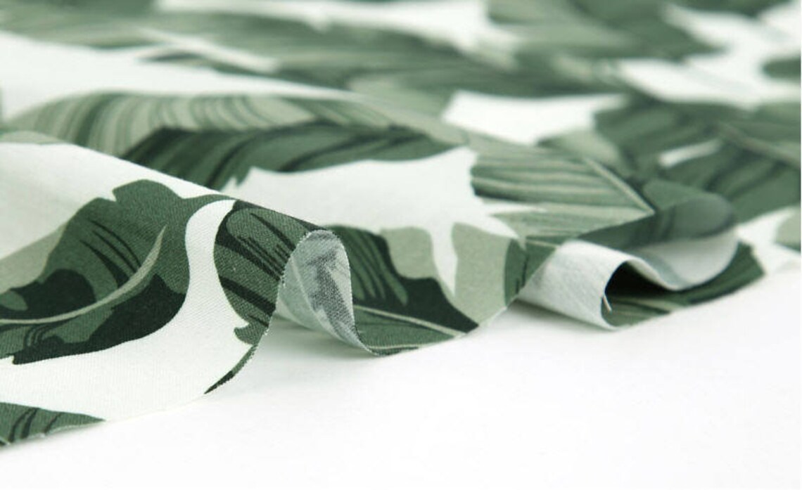 Dark Green Leaves Cotton Fabric by the Yard 101162 - Etsy