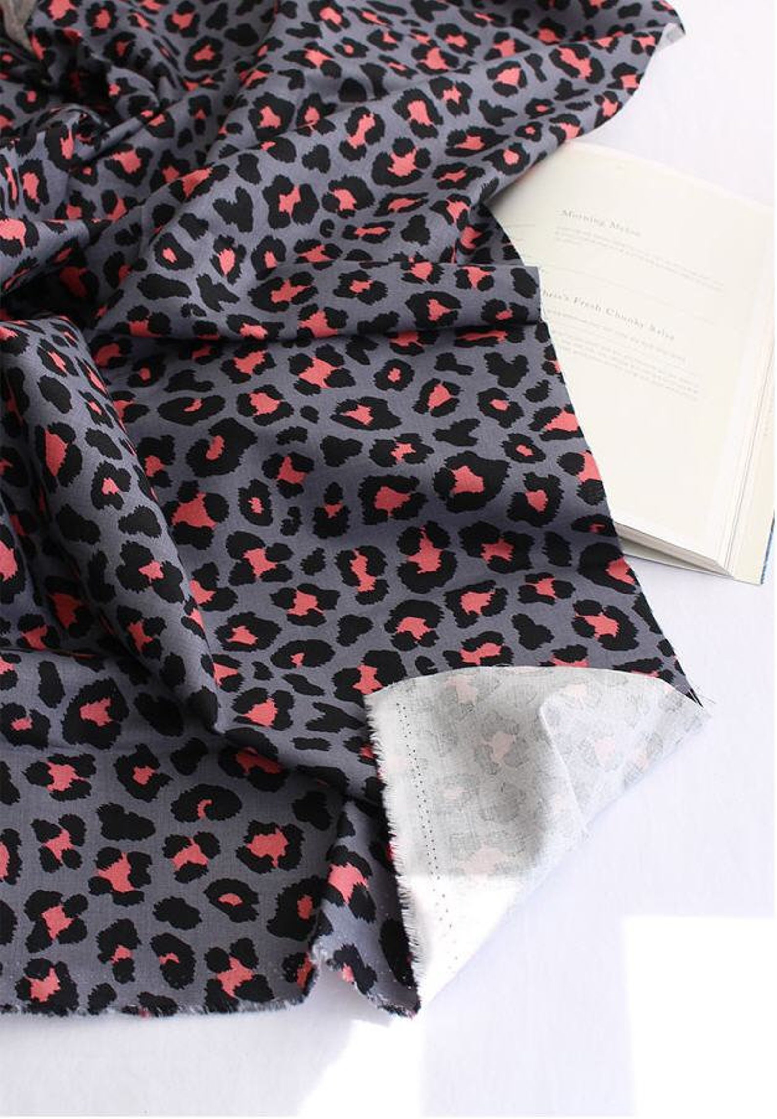 Leopard Print Cotton Fabric - Beige, Mint or Gray - by the Yard 105562 ...