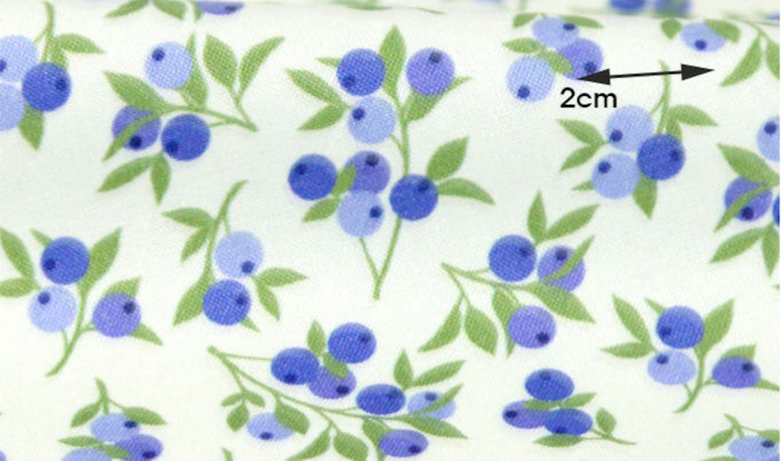Blueberry Cotton Fabric Fruits Cotton Fabric Digital - Etsy