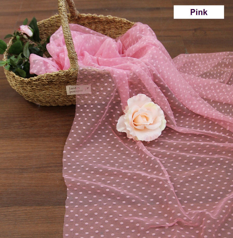 Mesh Fabric With 4 Mm Dots - Peach Pink, Pink, Hot Pink or Wine - 62 ...