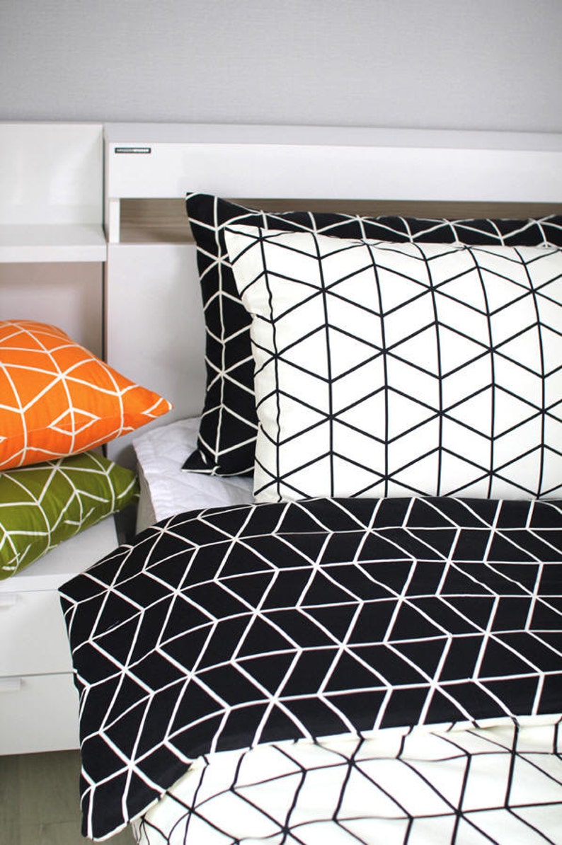 Modern Print Oxford Cotton Fabric Geometric Black or Ivory - Etsy