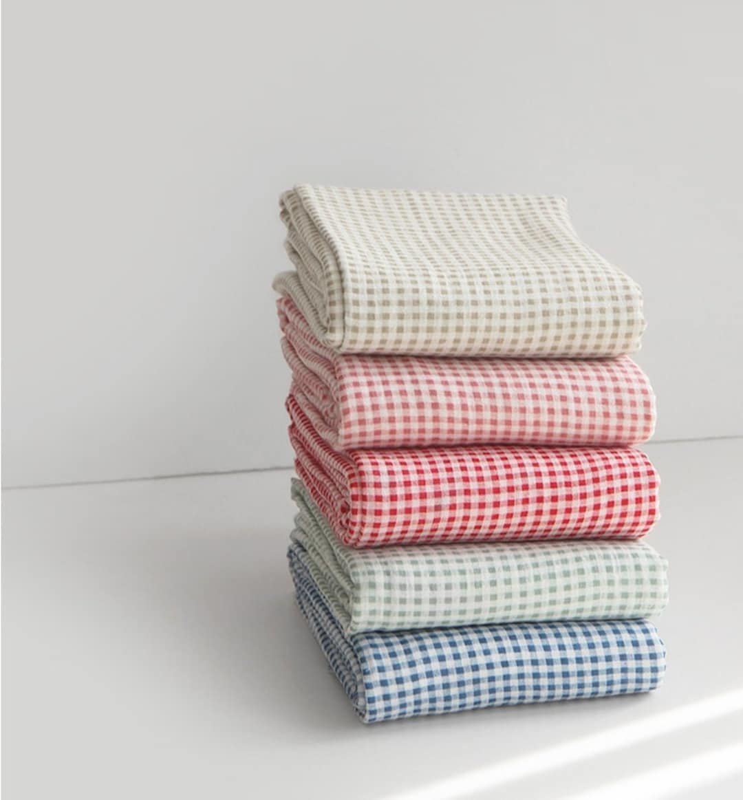 Cotton Double Gauze Fabric, Muslin Gauze Fabric, Gingham Check Gauze ...