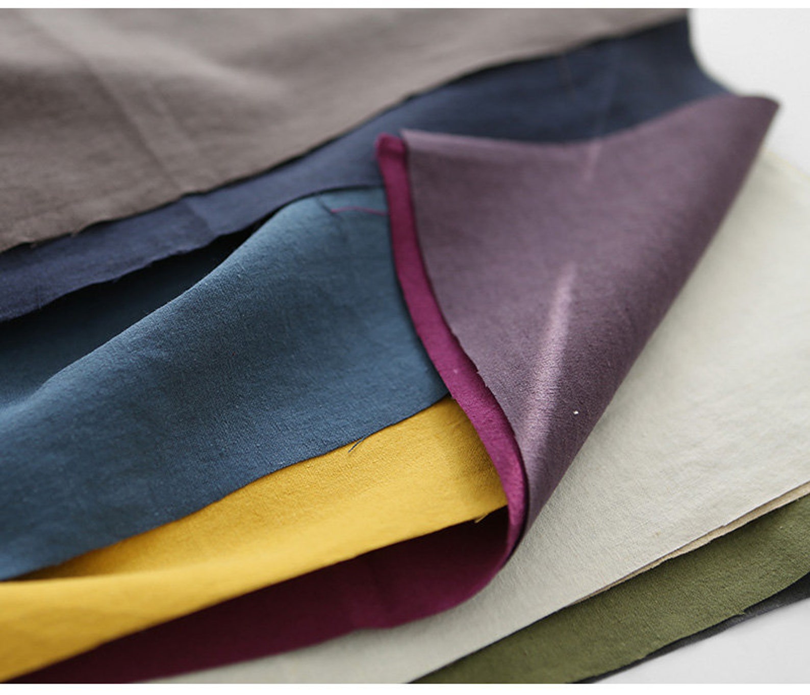 Bio-washing Cotton Linen Fabric, Solid Colors, 55 Inches Wide, Korean ...