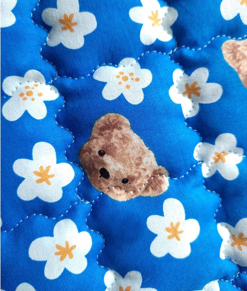 Quilted Cotton Fabric Teddy Bears Fabric Bears and Flowers - Etsy