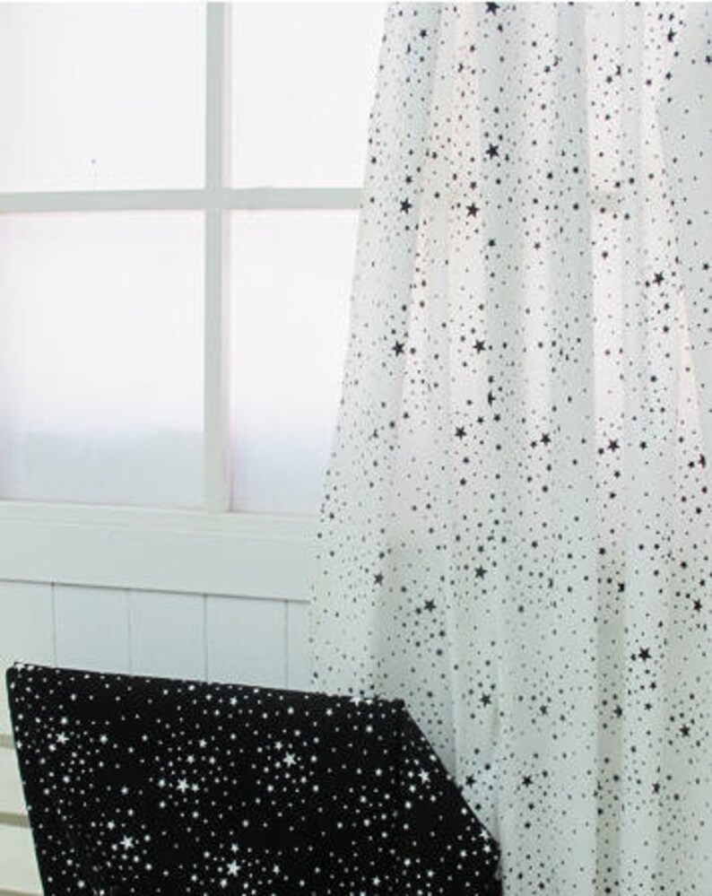 Stars Cotton Fabric Black Stars or White Stars by the Yard - Etsy