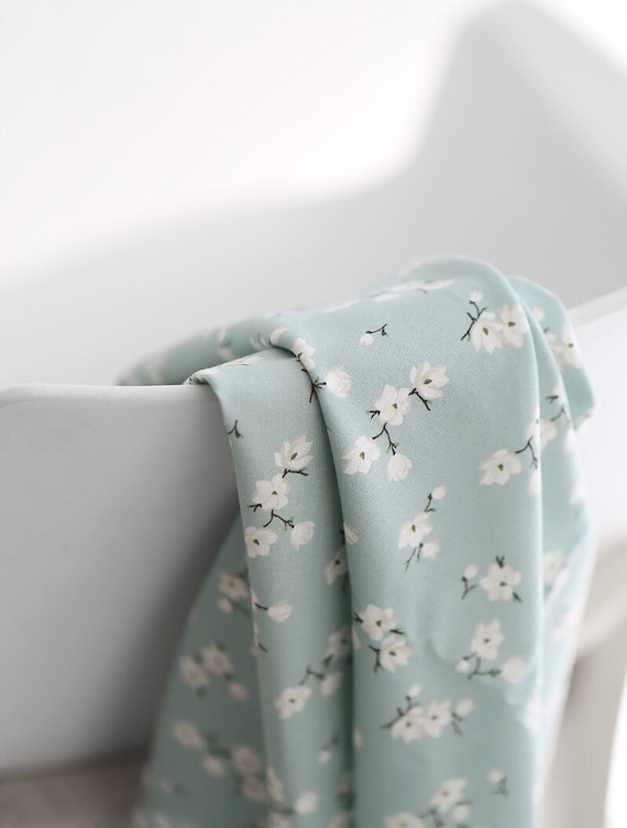 Cotton Fabric Flowers White Flowers Fabric Small Floral | Etsy