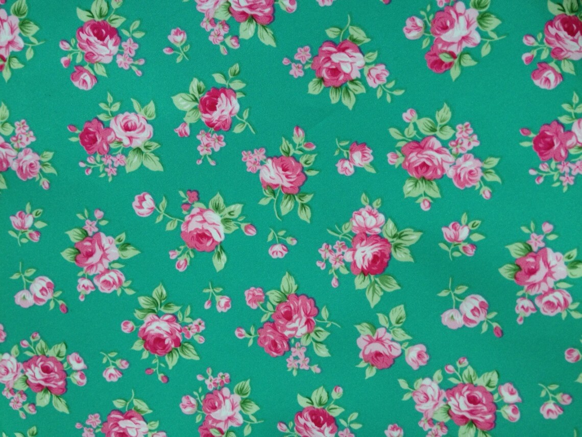Waterproof Fabric Roses Blue Green by the Yard 46690 GJ - Etsy