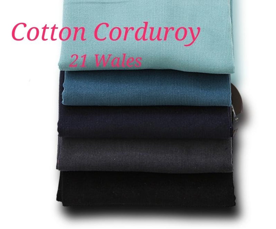 Fine Wale Cotton Corduroy - Indi Sky, Indi Blue, Gray, Navy, Black ...