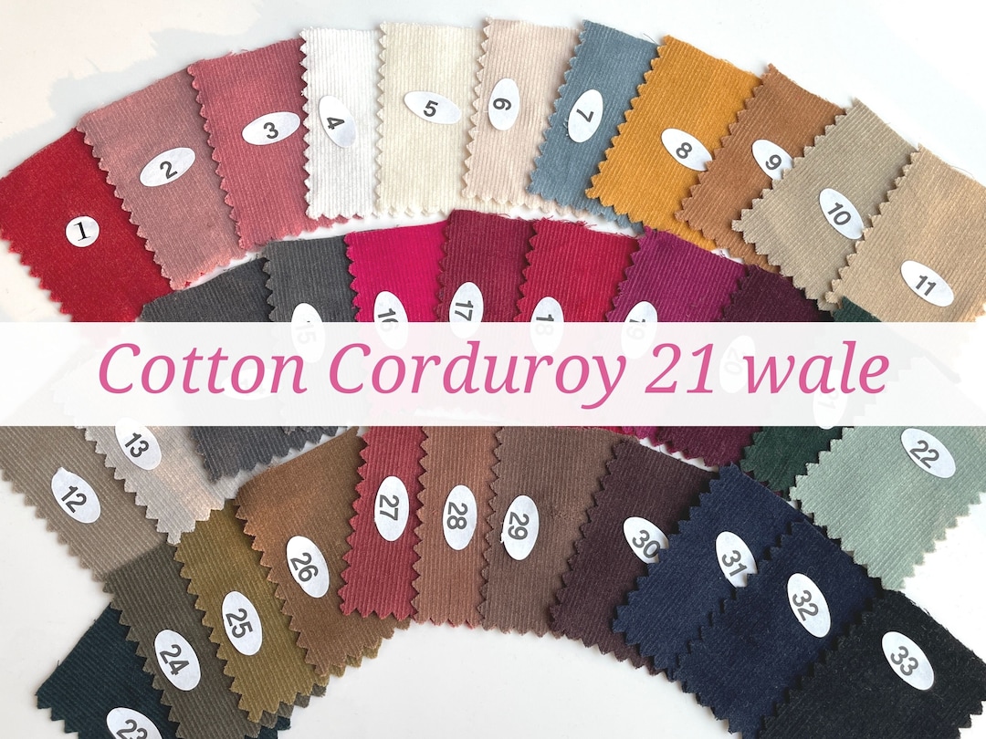 Pinwale Wide Cotton Corduroy - 21 Wales Corduroy 33 Solid Colors - Fine ...