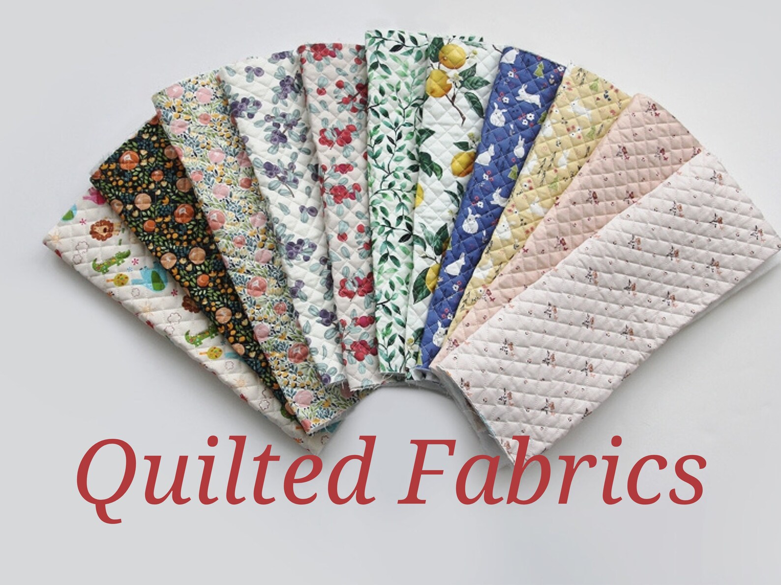 Quilted Cotton Fabrics, 11 Patterns, Quality Korean Fabric - by the ...