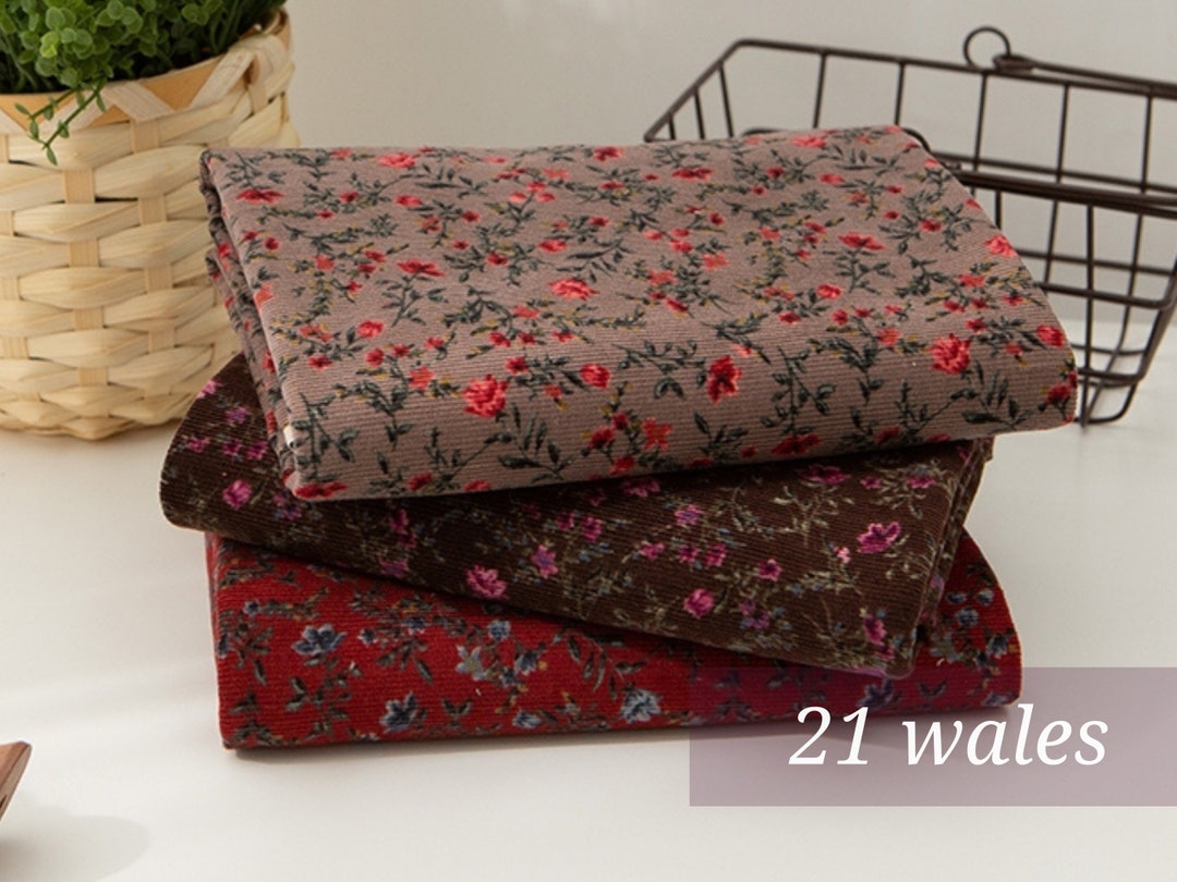 Flowers Pinwale Cotton Corduroy, 21 Wales Fine Wale Cotton Corduroy ...