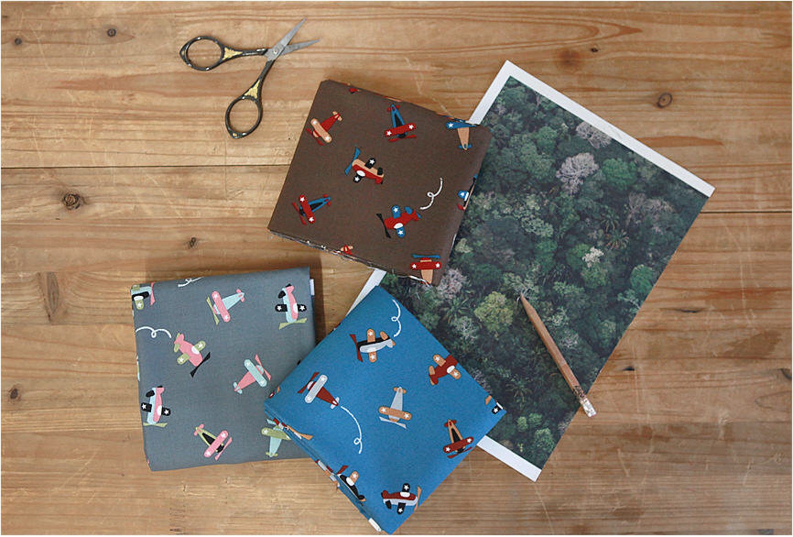 Airplane Cotton Fabric Brown Gray or Navy by the Yard - Etsy