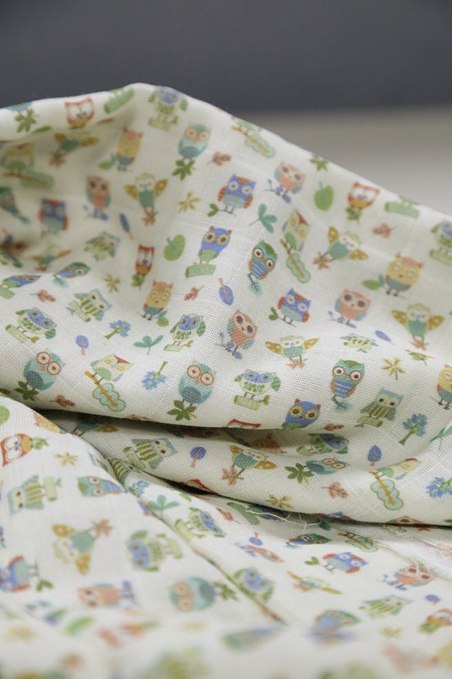 Owls Cotton Double Gauze Fabric - 59 Inches Wide - by the Yard 92509 - Etsy