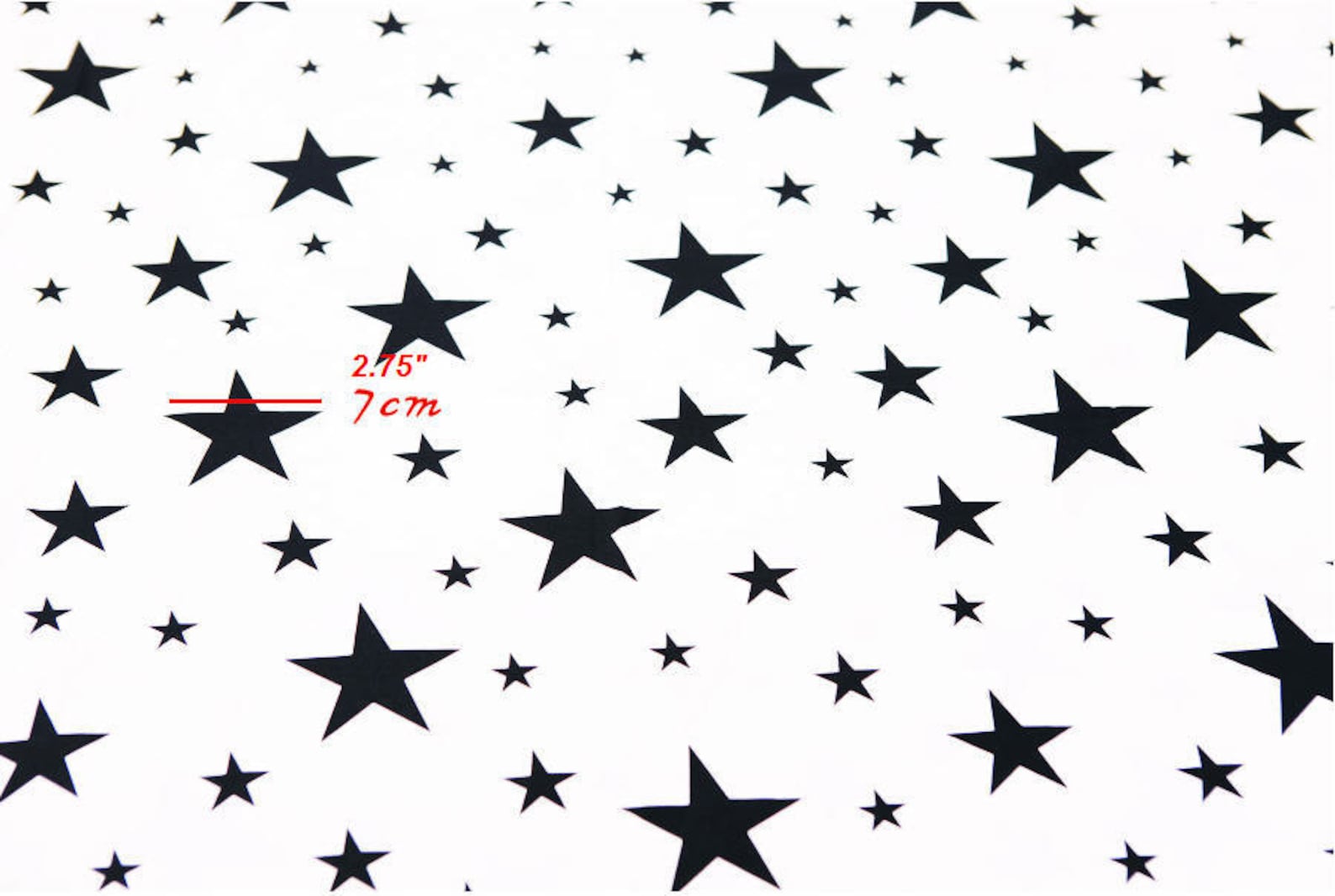Wide Black and White Stars Cotton Fabric by the Yard - Etsy