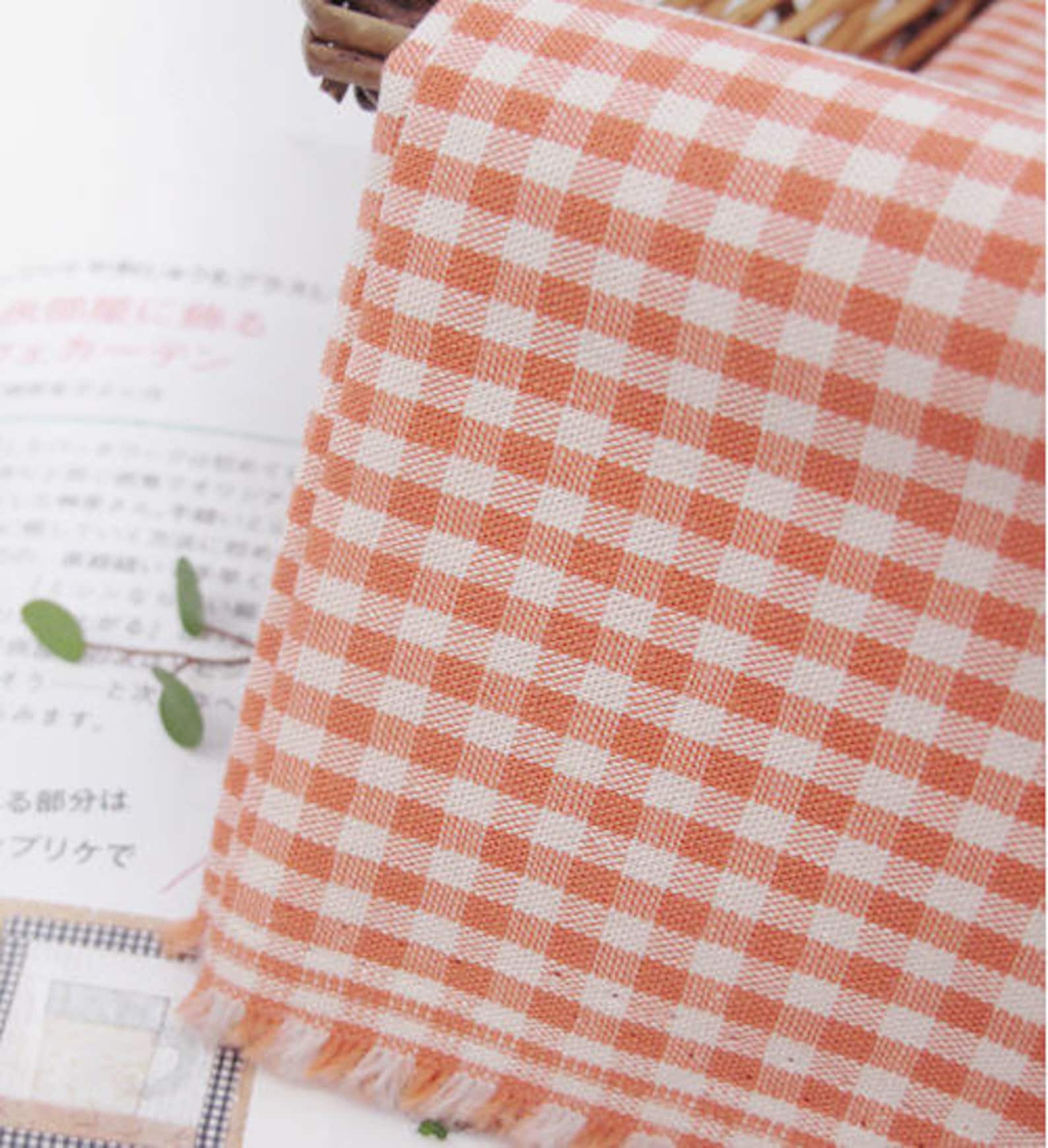 Orange Cotton Fabric Flowers Polka Dots Plaid or Solid by | Etsy
